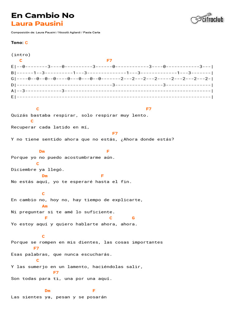 Laura Pausini - En Cambio No | PDF