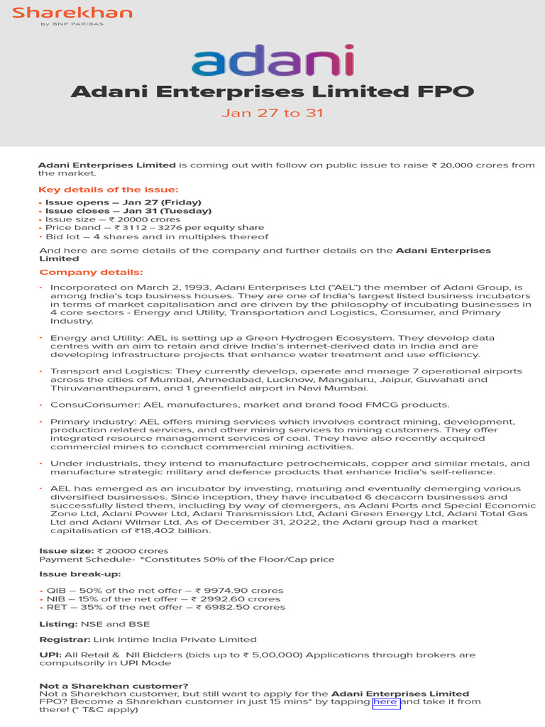 Adani Enterprises FPO Details | PDF | Economies