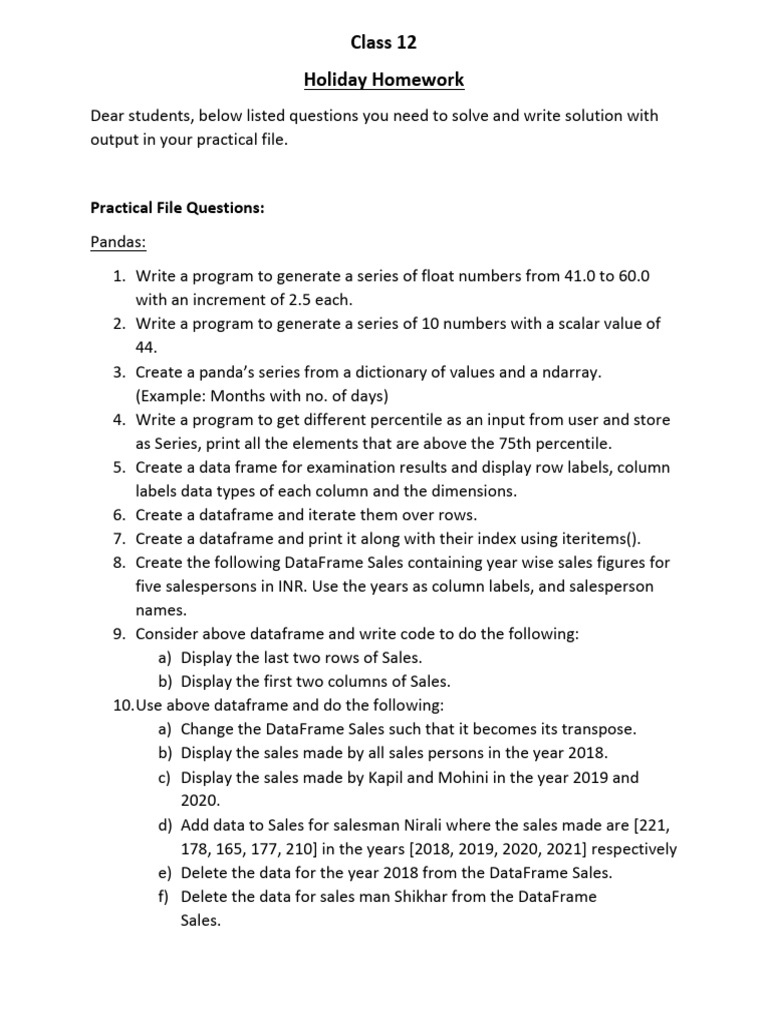 XII - Holiday Homework - IP | PDF