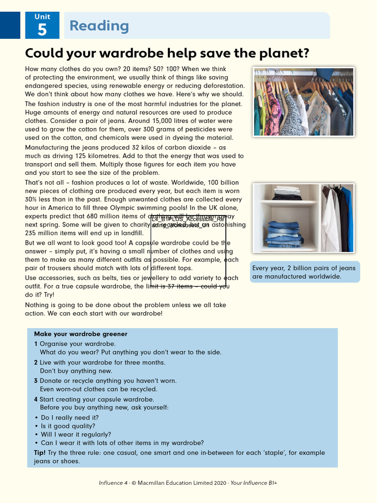 L4 B1PLUS Accessible Reading Worksheets U5 | PDF | Home & Garden | Wellness