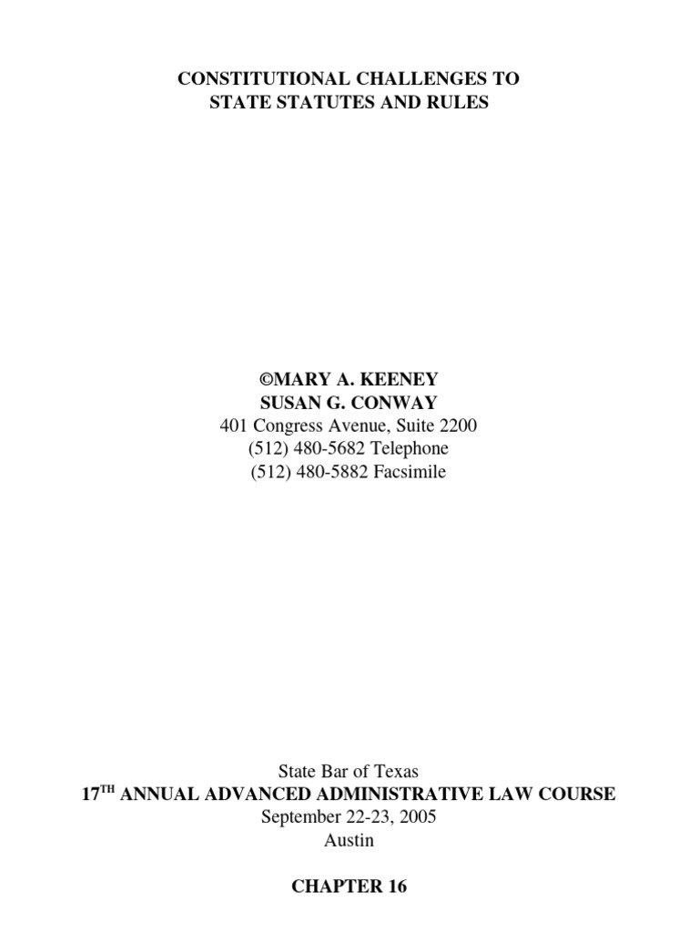 Constitutional Challenges to State Statutes | PDF | Standing (Law ...