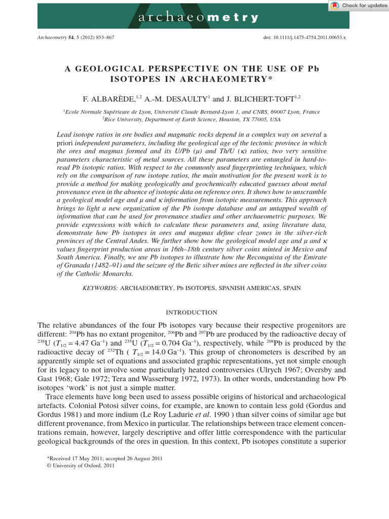 Archaeometry - 2011 - ALBAR DE - A GEOLOGICAL PERSPECTIVE ON THE USE OF ...