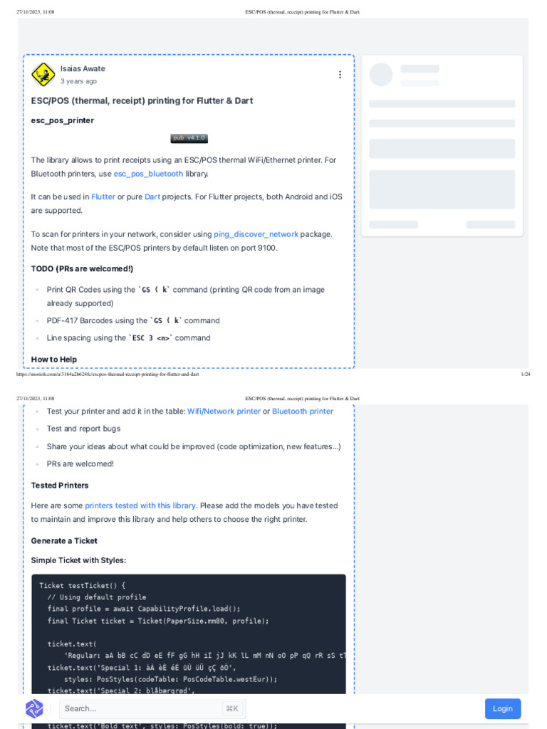 ESC_POS (thermal, receipt) printing for Flutter & Dart | PDF | Point Of ... ESC_POS (thermal, receipt) printing for Flutter & Dart | PDF | Point Of ...