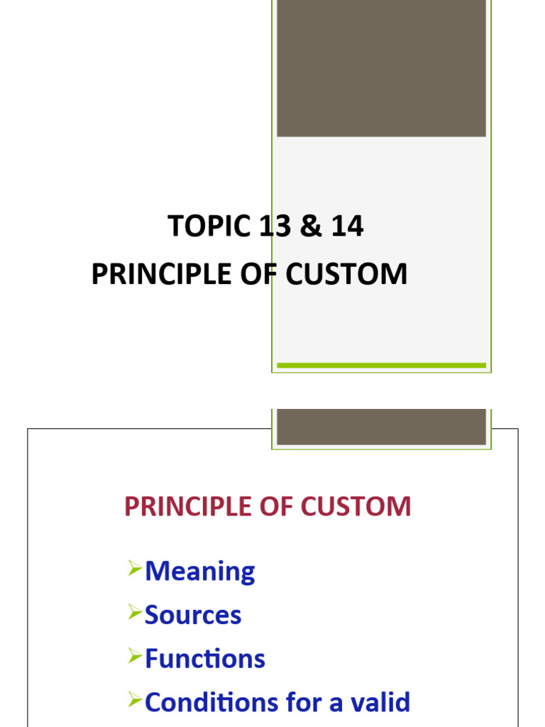 Principle of Custom | PDF | Sharia | Islamic Banking And Finance