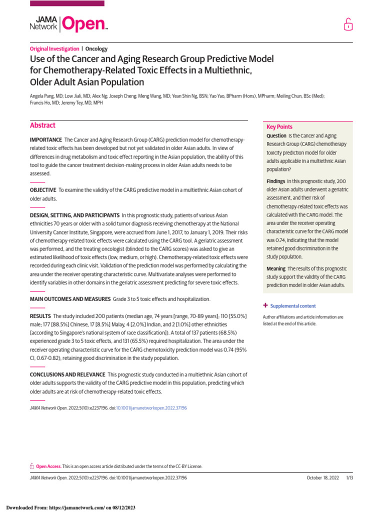 Carg in Asian Elderly | PDF | Cancer | Oncology