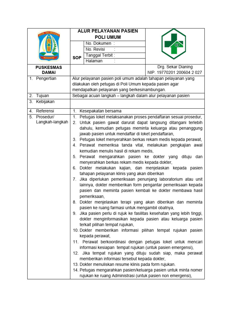 Sop Alur Pelayanan RTGD | PDF | Sains & Matematika