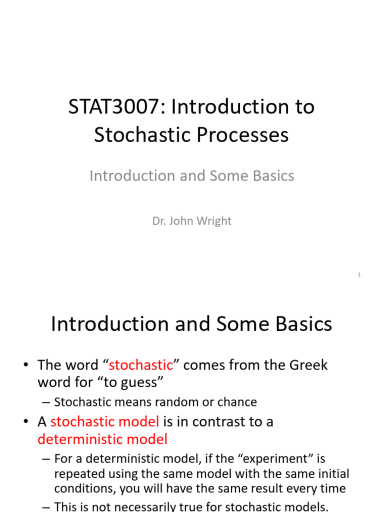 Introduction and Some Basics | PDF | Stochastic | Probability Distribution