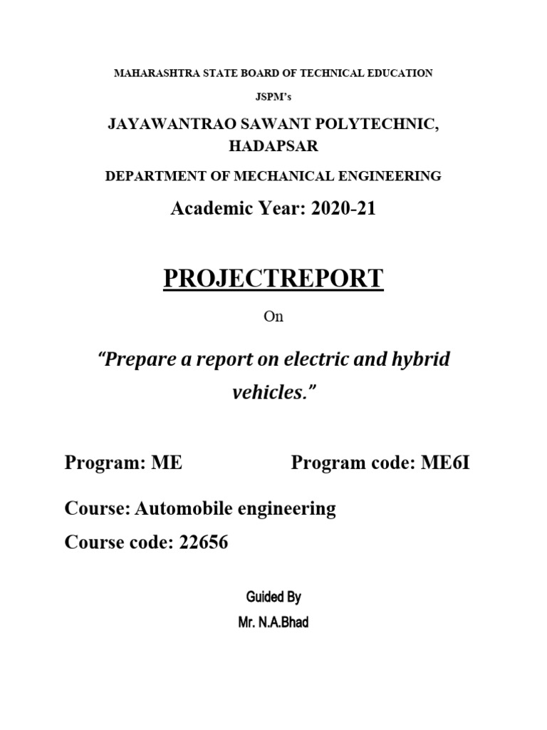 Micro Project of AEN | Download Free PDF | Hybrid Electric Vehicle | Electric Vehicle