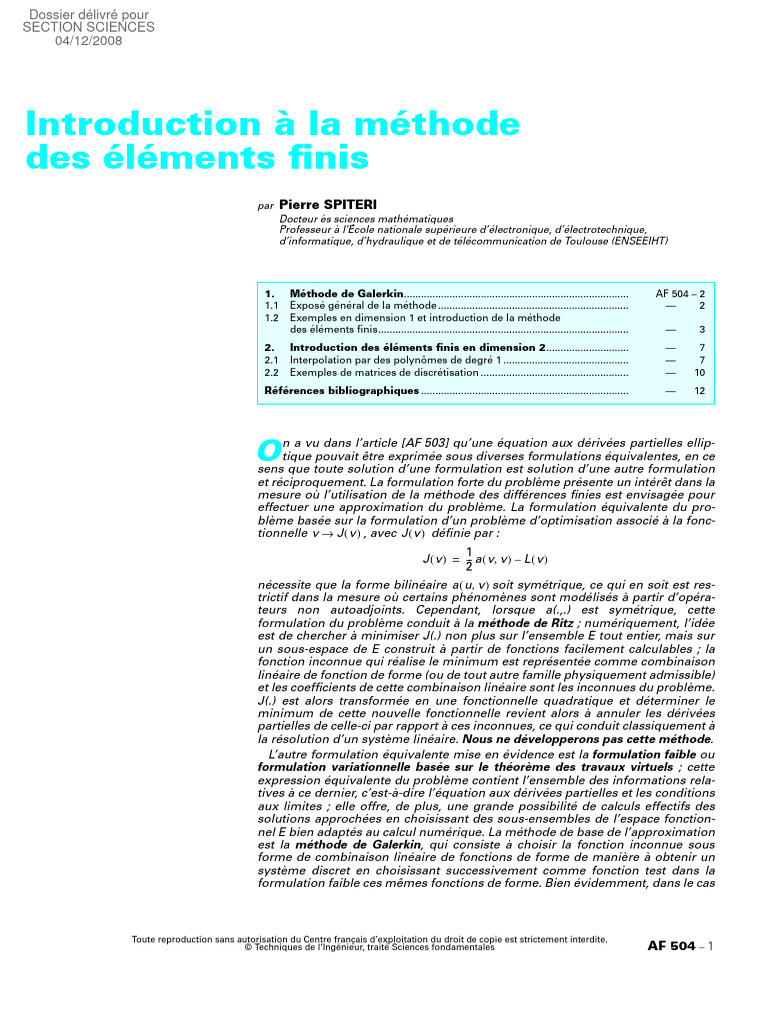 Introduction à la méthode des éléments finis | PDF Introduction à la méthode des éléments finis | PDF