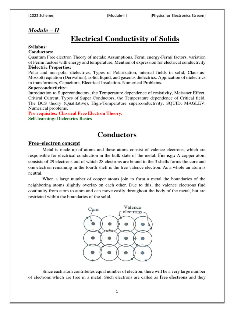 Electrical Conductivity in Solids | PDF | Technology & Engineering