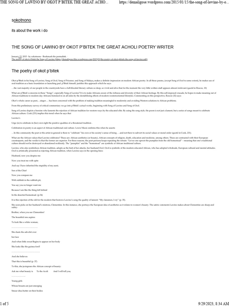 Song of Lawino | PDF