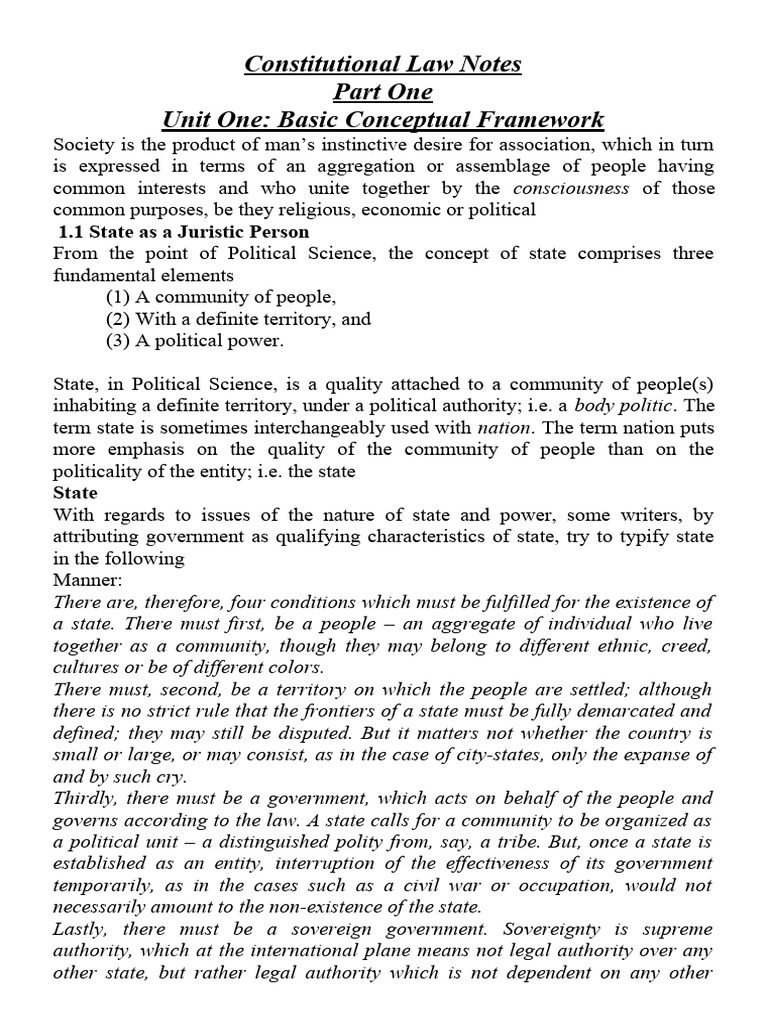 A. Constitutional Law Notes | PDF | Sovereign State | State (Polity)