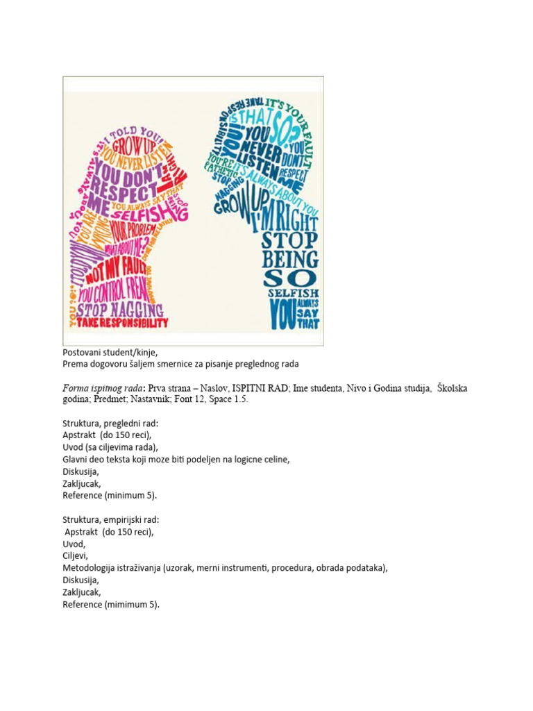 Pregledni Ispitni Rad - Format I Smernice | PDF