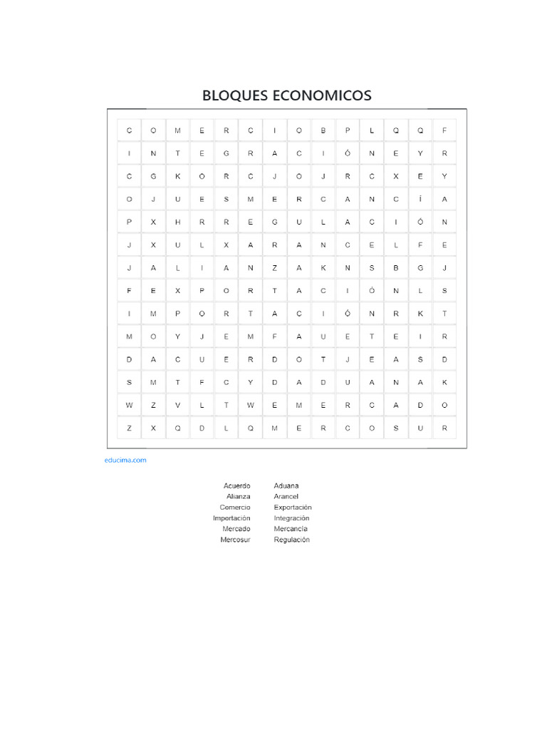 Sopa de Letras Bloques Economicos | PDF