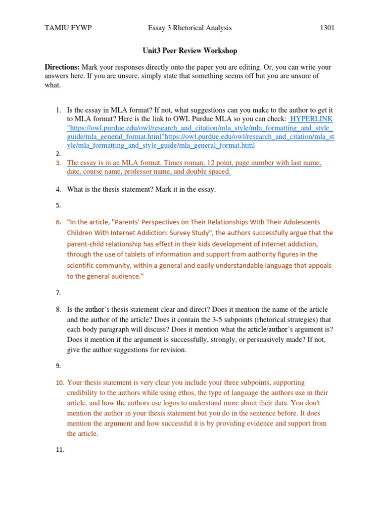 Peer-Review Questions | PDF | Essays | Rhetoric