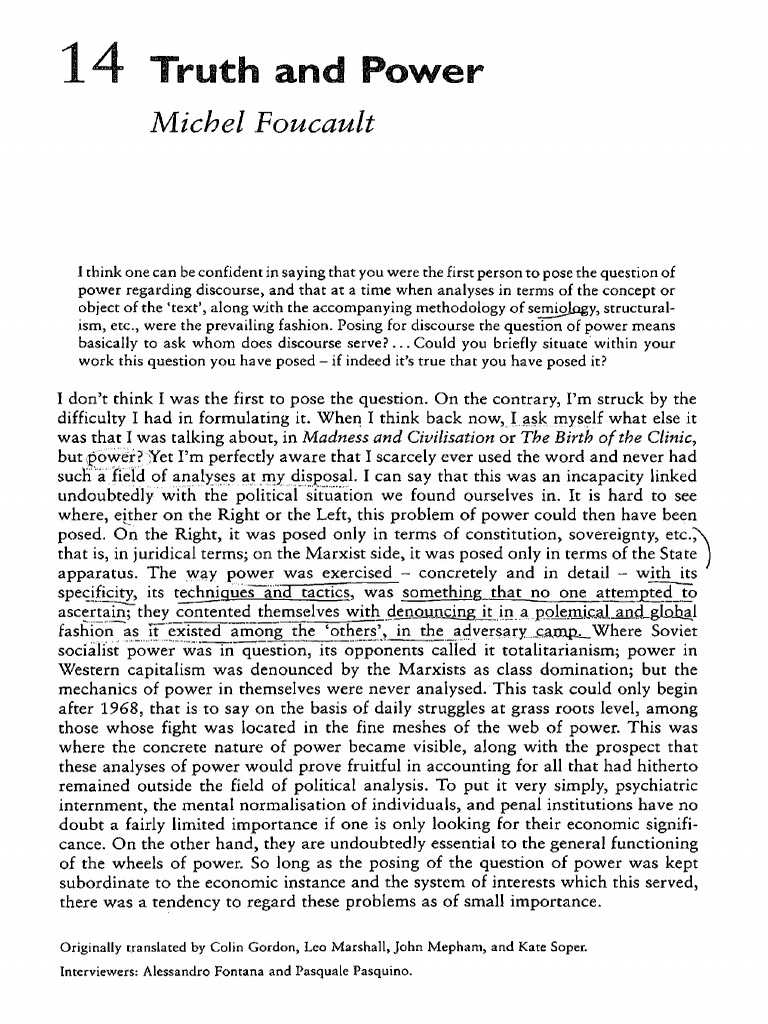 Foucault, Truth and Power | PDF | Truth | Power (Social And Political)