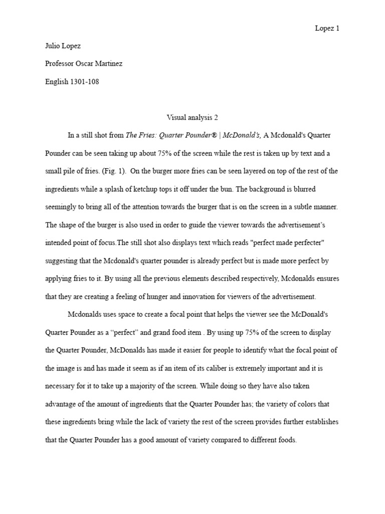 Visual Analysis 2 First Draft 1 | PDF