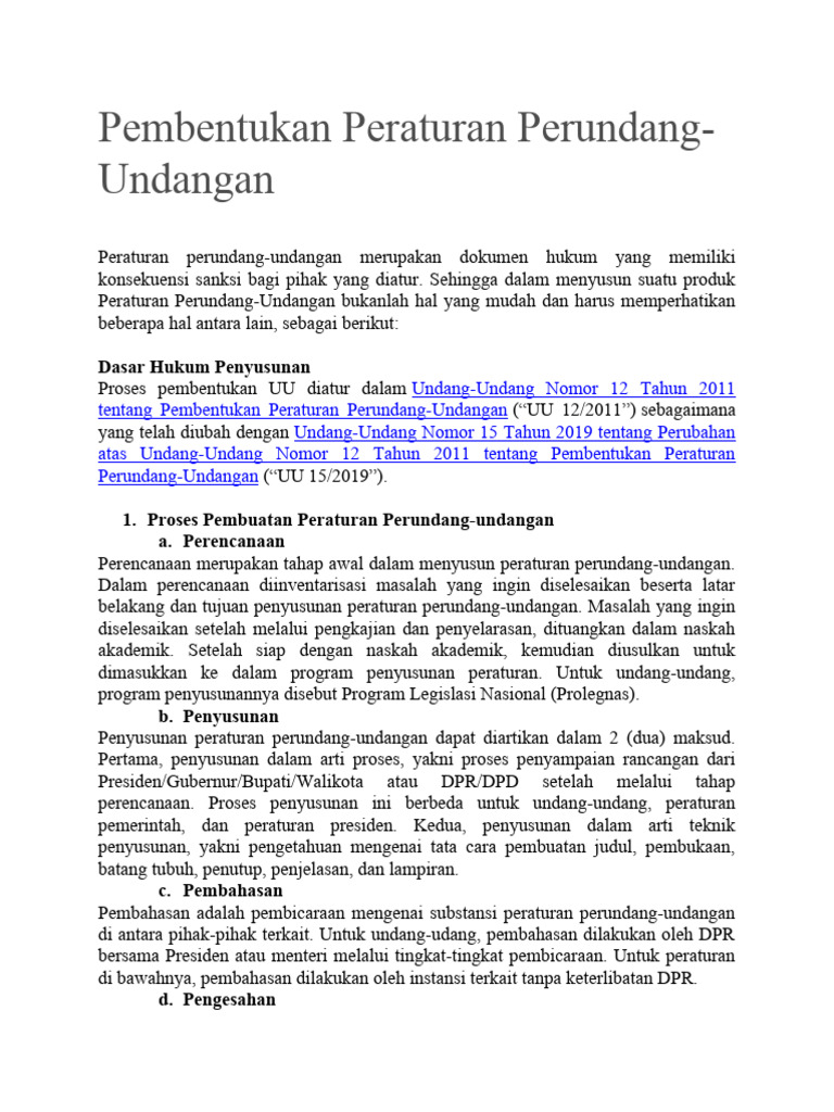 Proses Pembentukan Peraturan Per-UU-an | PDF