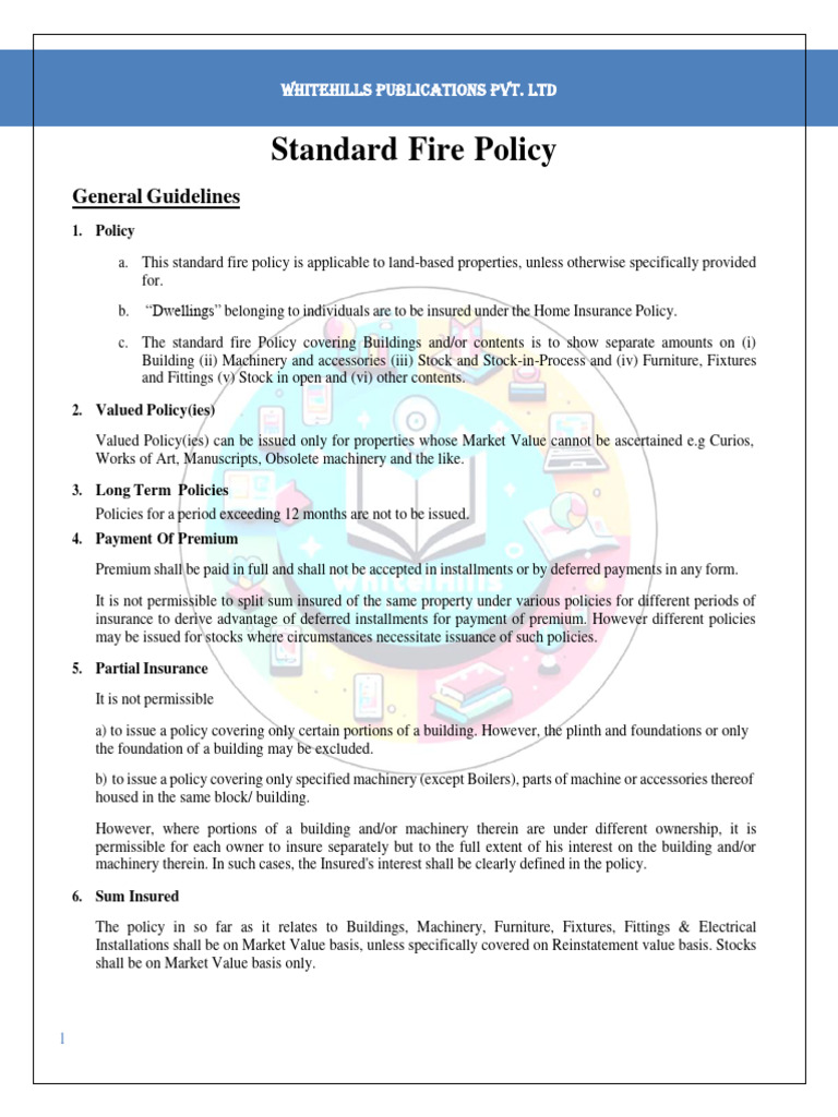 Standard Fire Policy | PDF | Insurance | Indemnity