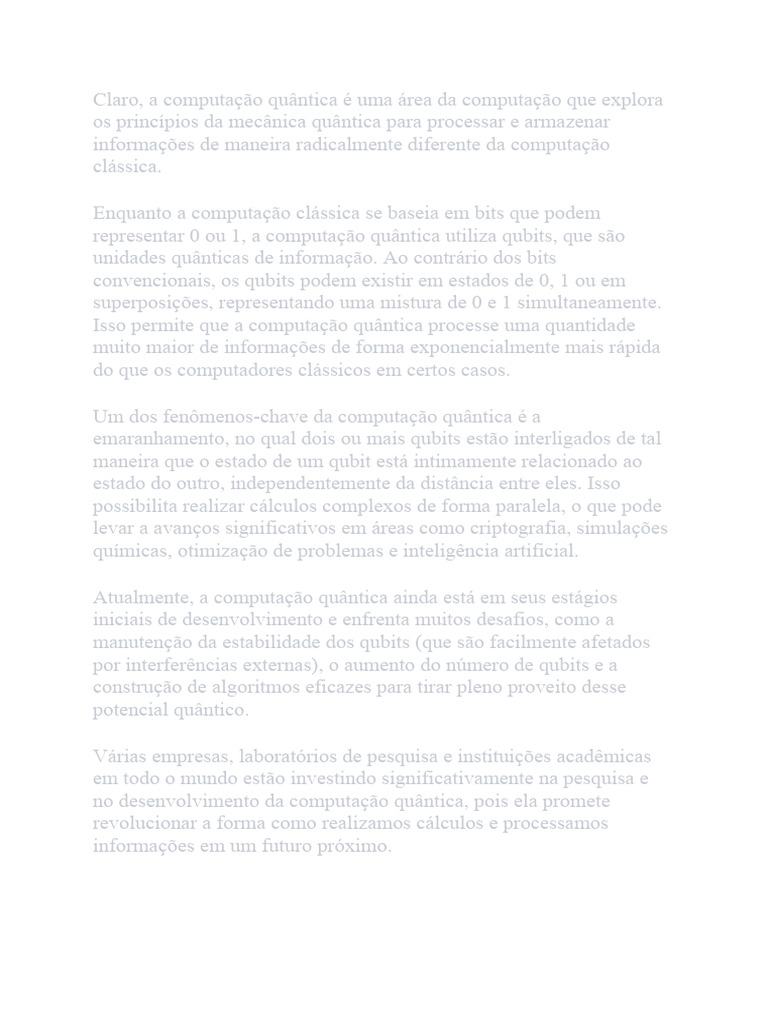 Introdução à Computação Quântica Pdf Métodos E Materiais De Ensino