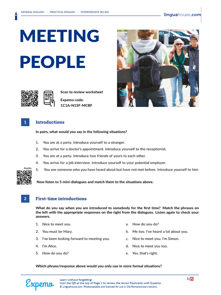 Meeting People British English Student | PDF | Human Communication
