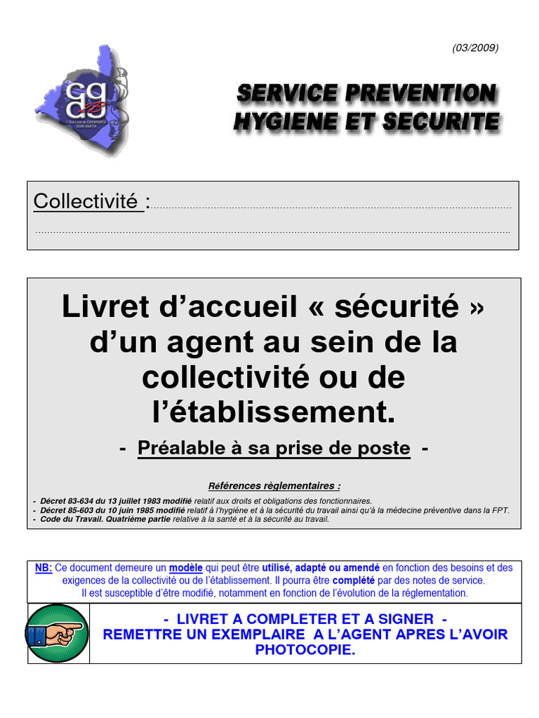 11 Livret Accueil Securite Agents | PDF