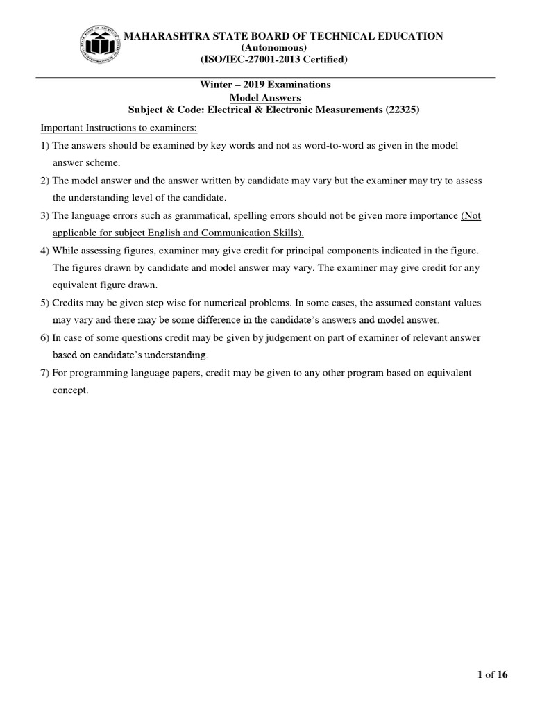 22325 Electrical Measurements Model Answers | PDF | Analog To Digital ...