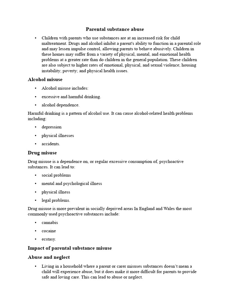 Parental substance abuse | PDF | Substance Abuse | Child Neglect