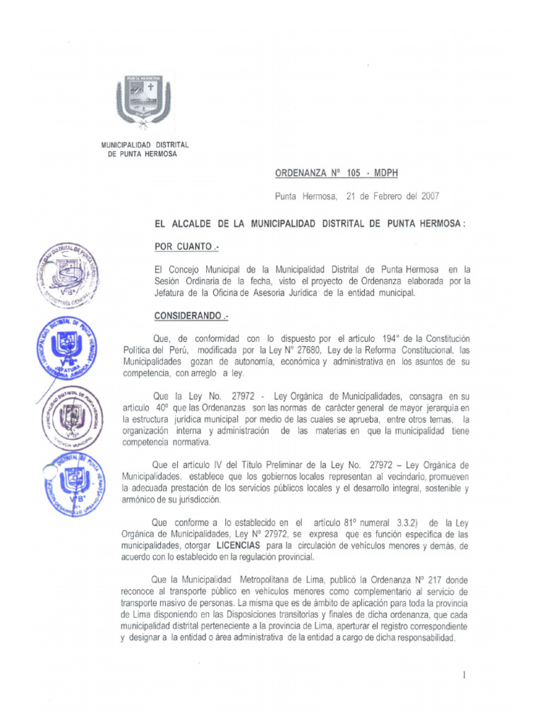 Ordenanza - Municipal 105 2007 MDPH | PDF