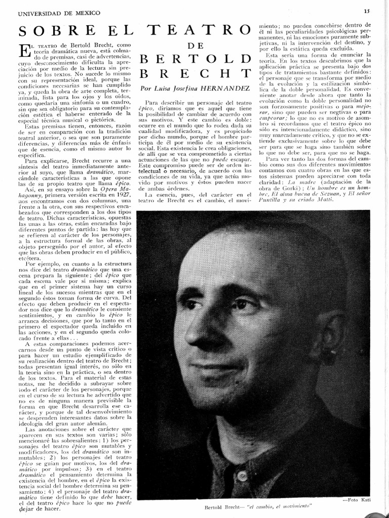 Sobre El Teatro de Bertolt Brecht | PDF