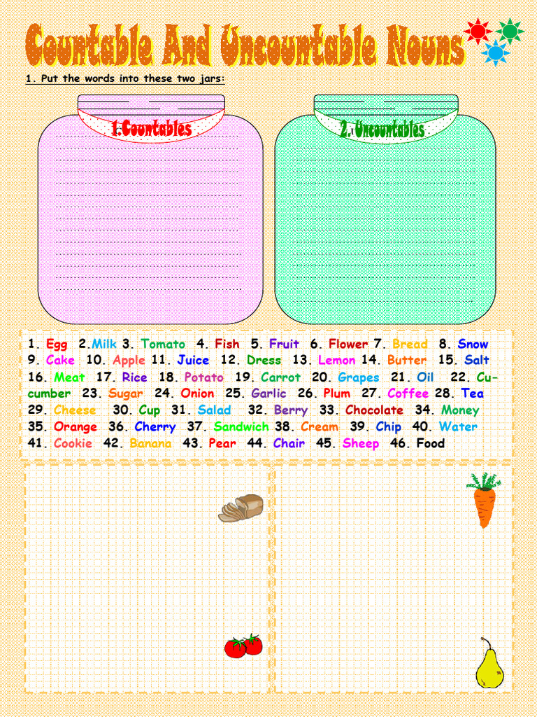 Worksheet Countable Uncountable | PDF