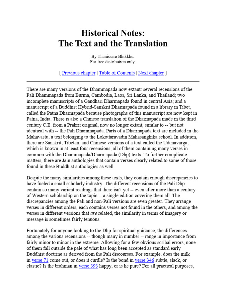 Understanding Dhammapada Variants | PDF | Poetry | Pali