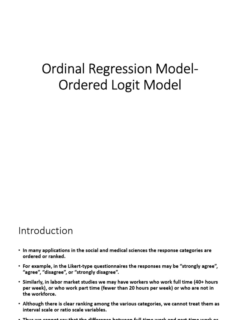 Ordinal Regression Model-Ordered Logit Model | PDF