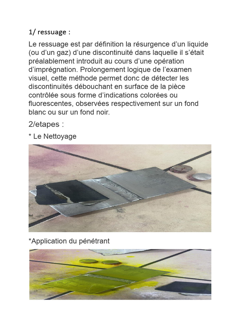 1/ Ressuage:: 2/etapes | PDF