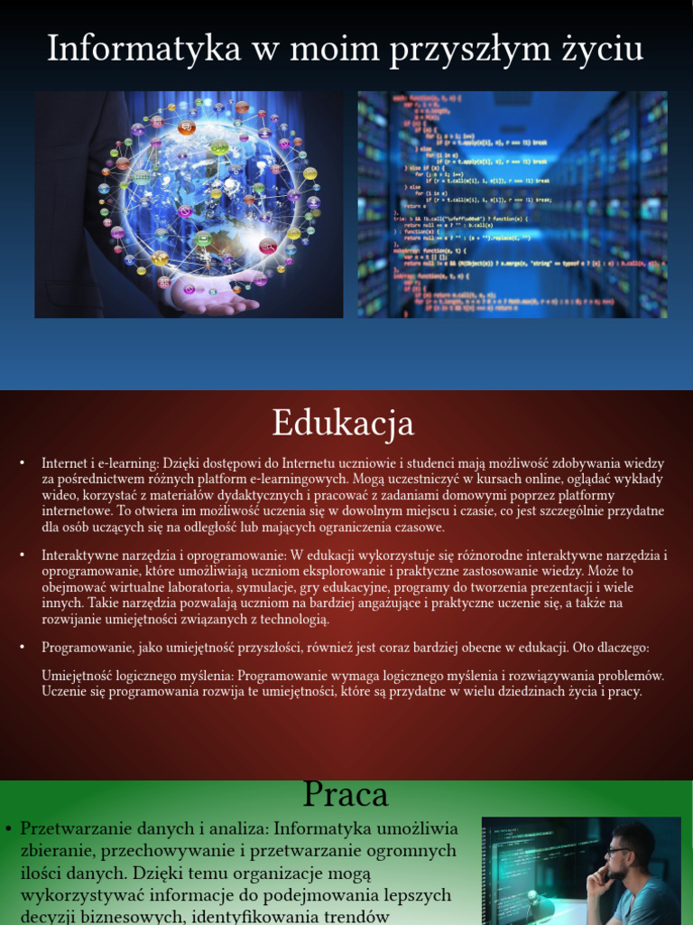 Informatyka W Moim Przyszłym Życiu | PDF