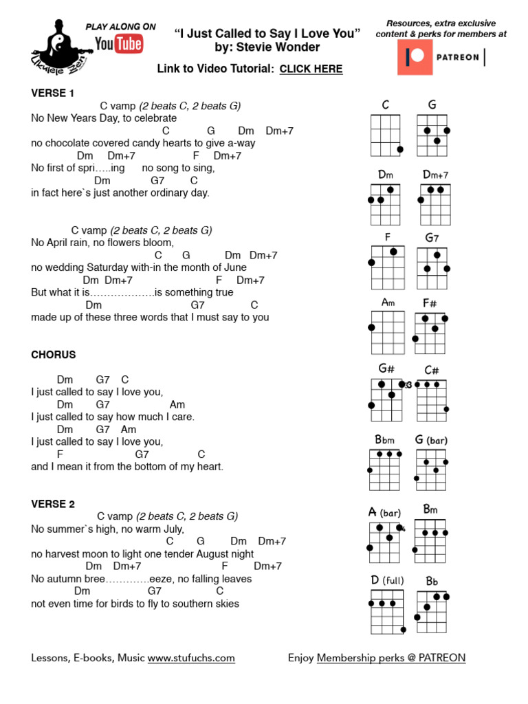 "I Just Called to Say I Love You Lyrics" | PDF