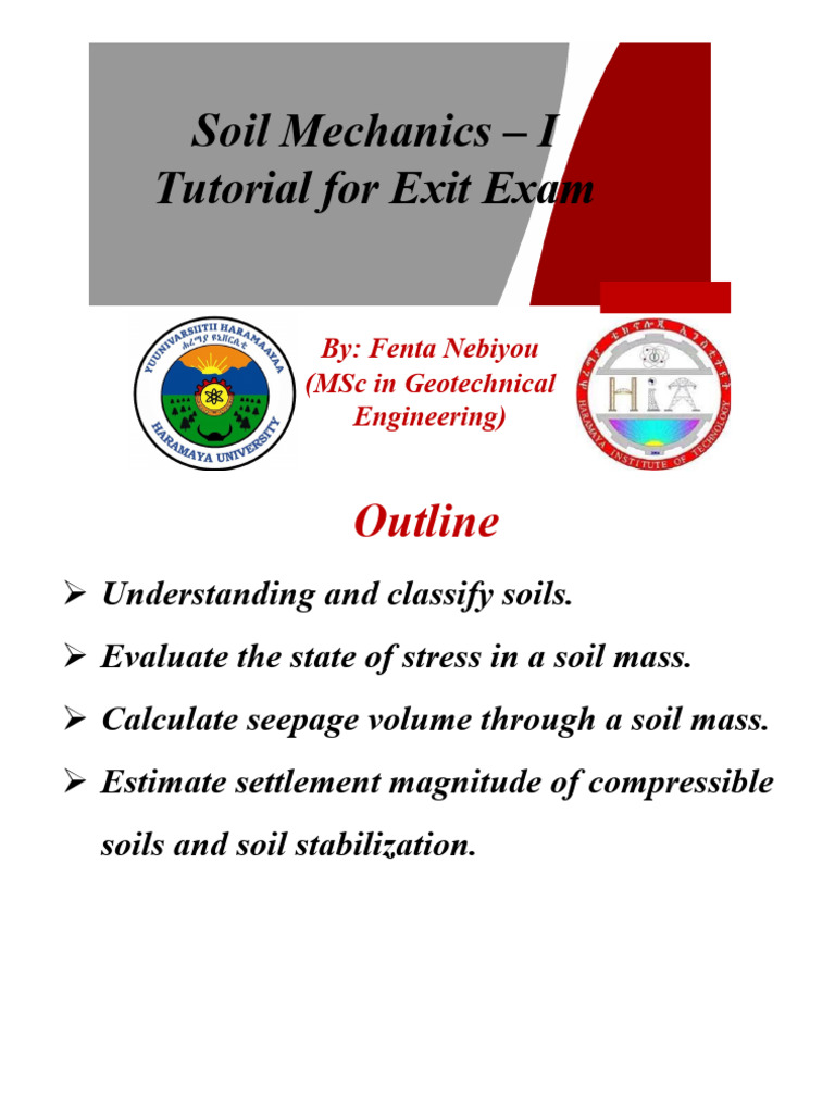 Soil Mechanics I Tutorial For Exit Exam | PDF | Civil Engineering | Horticulture