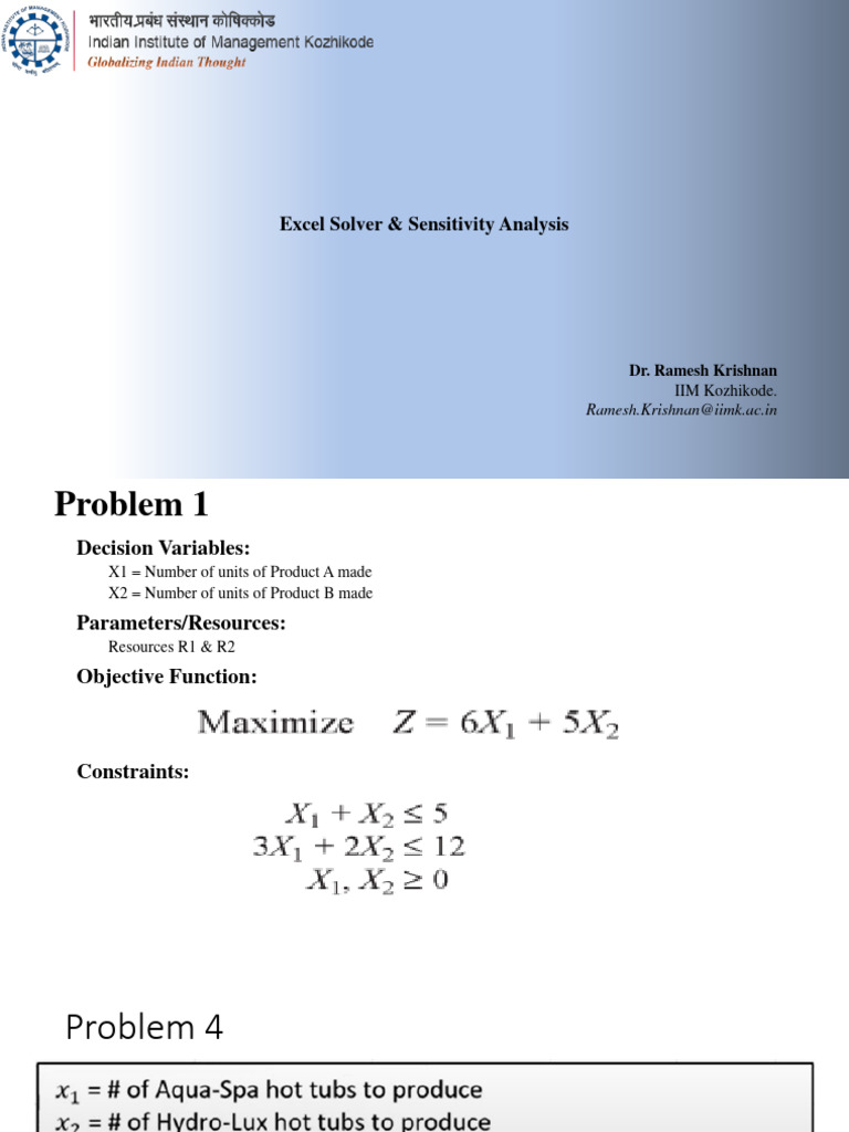 Session 1 2 Solver Sensitivity Analysis | Download Free PDF | Applied Mathematics