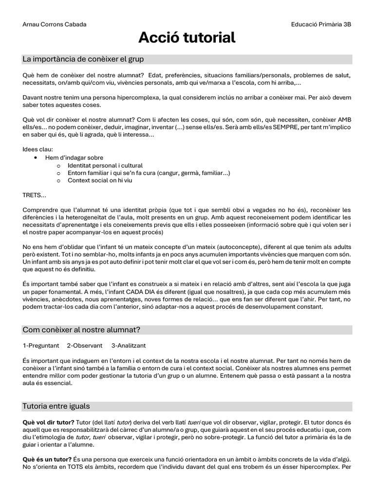 Acció Tutorial Apunts | PDF