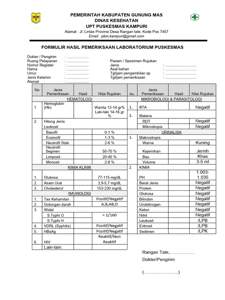 Lembar Hasil Laboratorium | PDF
