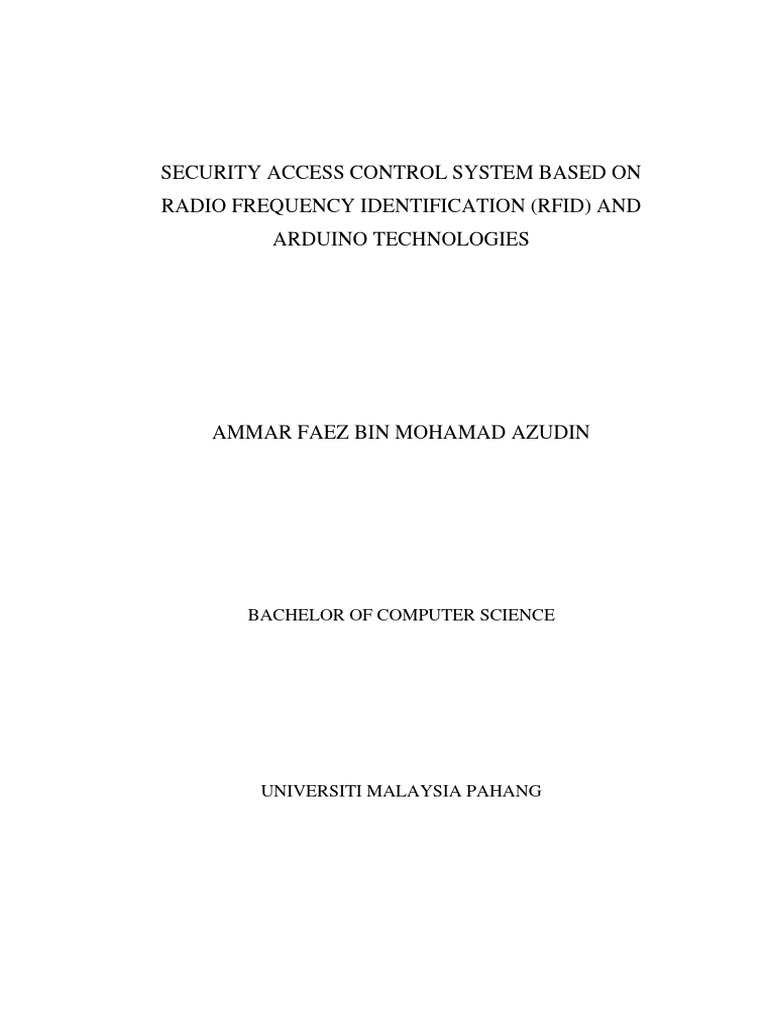 Security Access Control System Based On Radio Frequency Identification (RFID) and Arduino ...