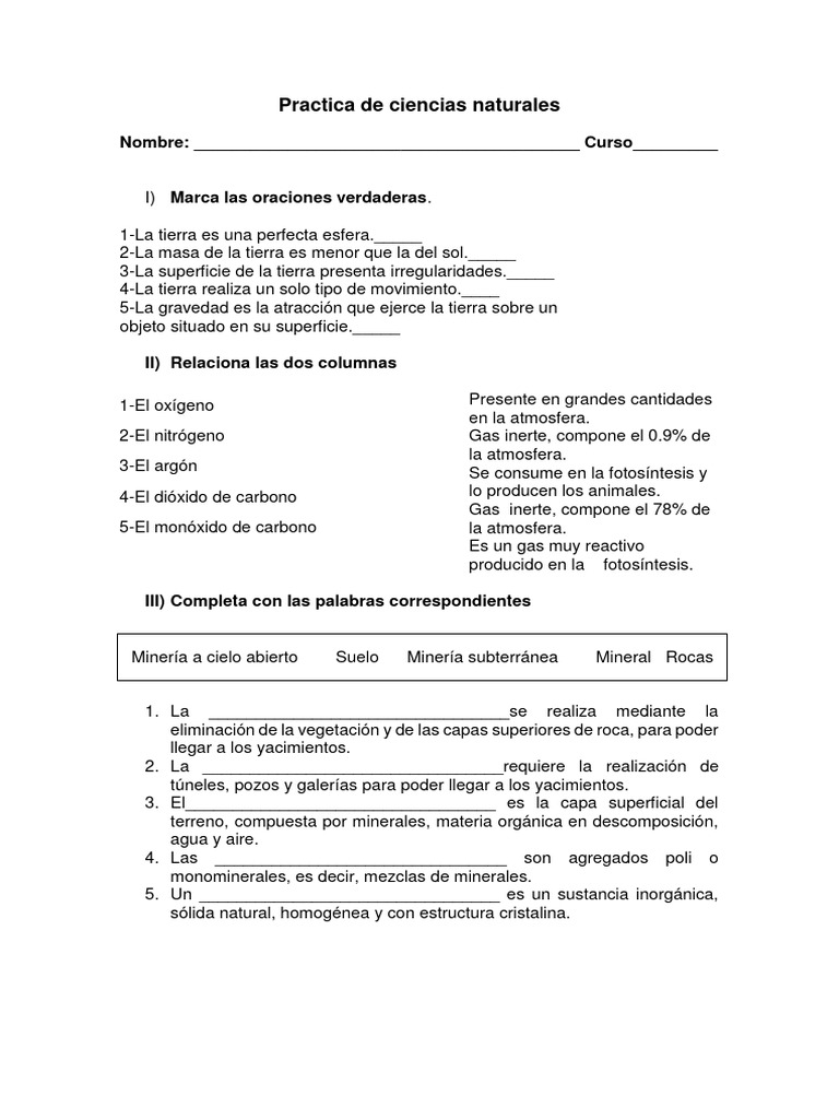 Practica de Ciencias Naturales 2da Secundaria | PDF | Tierra | Agua