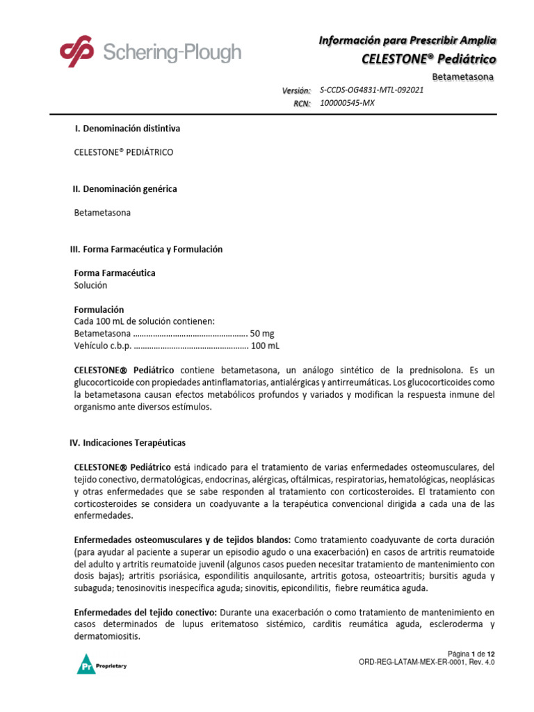 Celestone Pediatrico Solucion IPPA | PDF | Corticosteroides ...