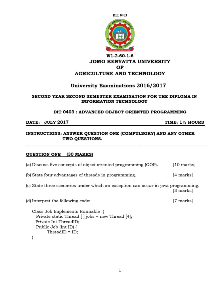 Dit 0403 Advanced Object Oriented Programming Pdf