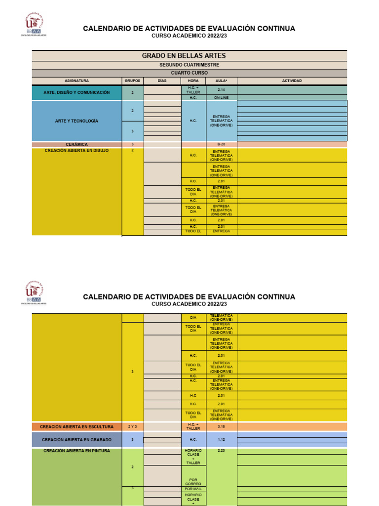 22-23 Bbaa 4 Act Eval | PDF | Tecnicas | Estética