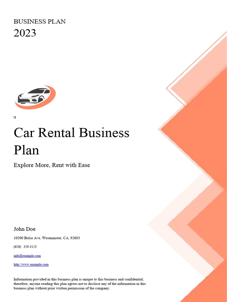 Car Rental Business Plan | Download Free PDF | Equity (Finance ...