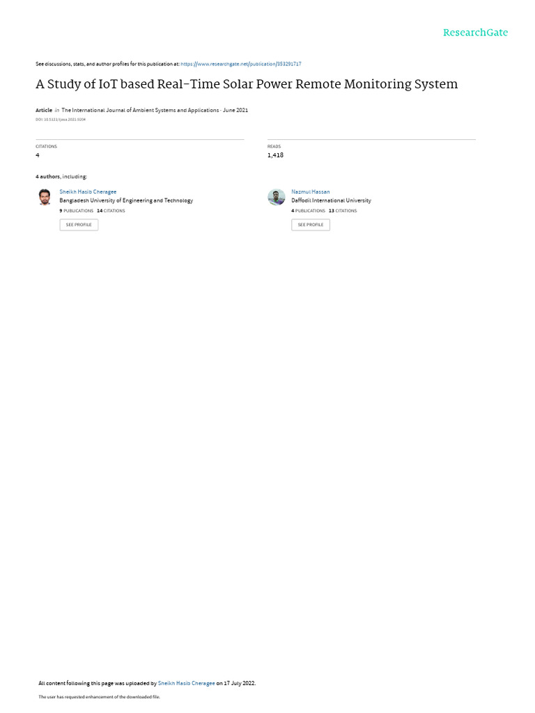 A Study of IoT Based Real-Time Solar Power Remote | PDF | Photovoltaics ...