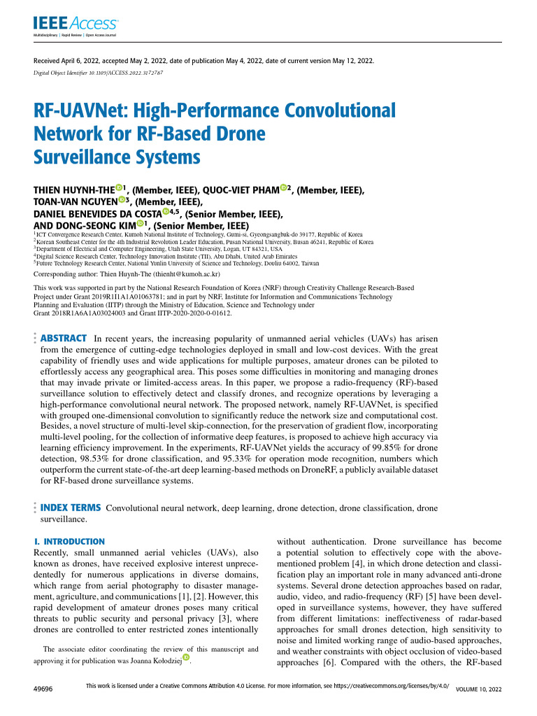 Rf Uavnet High Performance Convolutional Network For Rf Based Drone