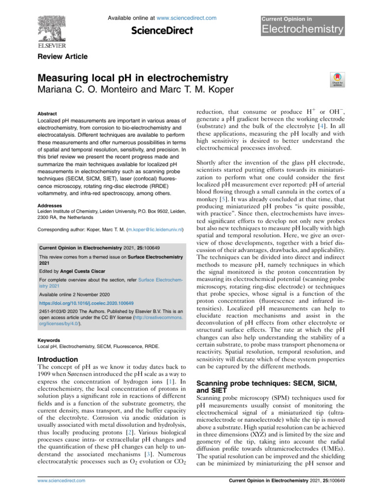 Measuring Local PH in Electrochemistry | PDF | Confocal Microscopy ...