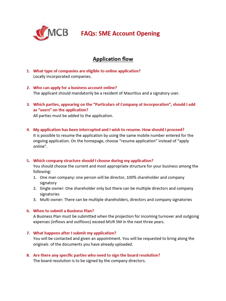 Sme Account Opening Faq | PDF | Banks | Computing